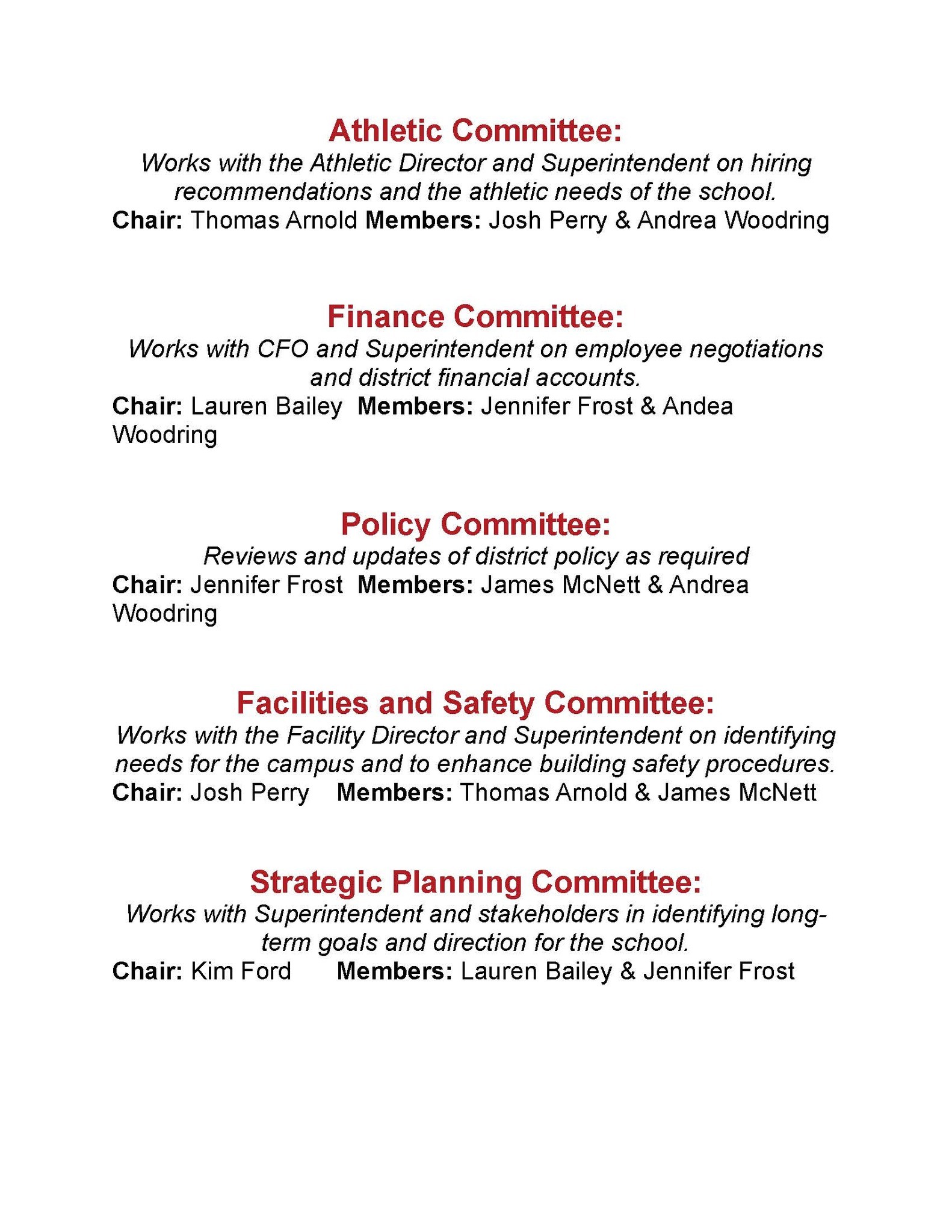 Board Committees - Board of Education - Addison Community Schools